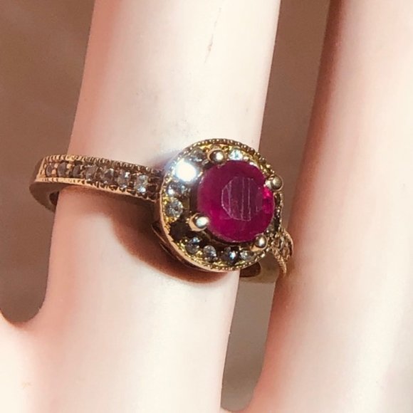Jewelry | Lovely 1 Ct Ruby Solitaire Silvergold Overlay | Poshmark